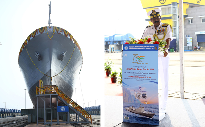 Launch of 'Ikshak' Third Ship of Survey Vessel (Large) Project on ...